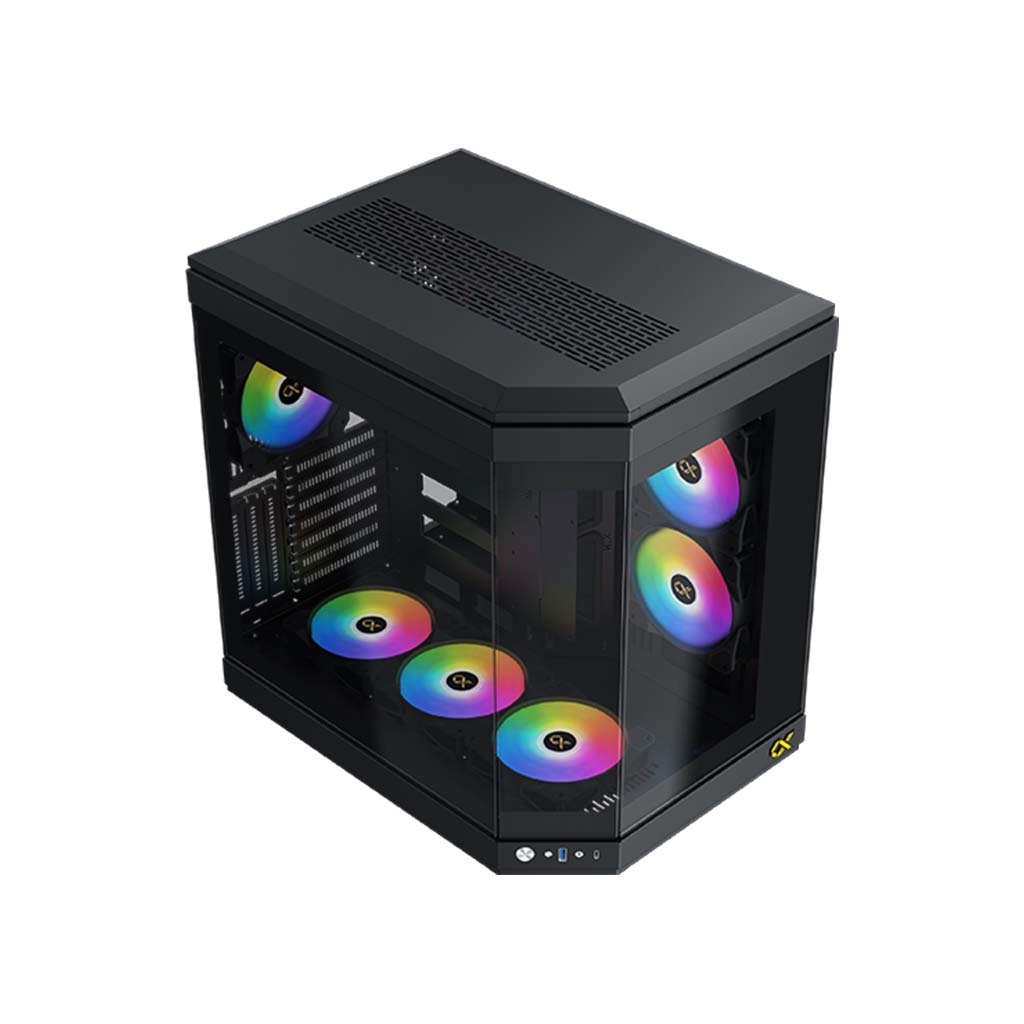 CASE XIGMATEK ATX mid-Tower CUBI BLACK w/3xTG, 6x120mm Z20A ARGB Galaxy ...